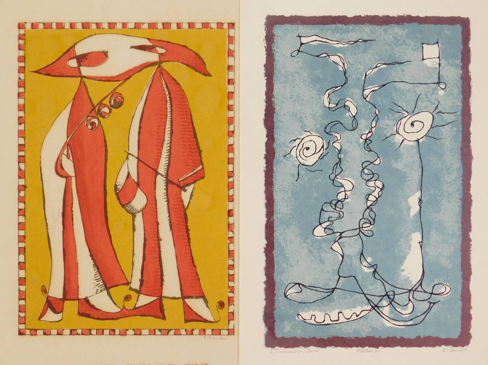 Edward Landon (american, 1911-1984) 2 Silkscreens Auction