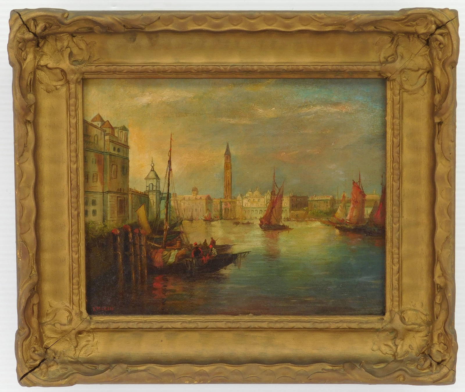 Attributed To Thomas Sydney Moran (american, 1863-1930) Oil Auction