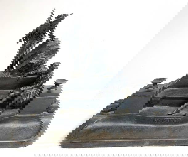 19th/ 20h C. French Bronze Double Inkwell