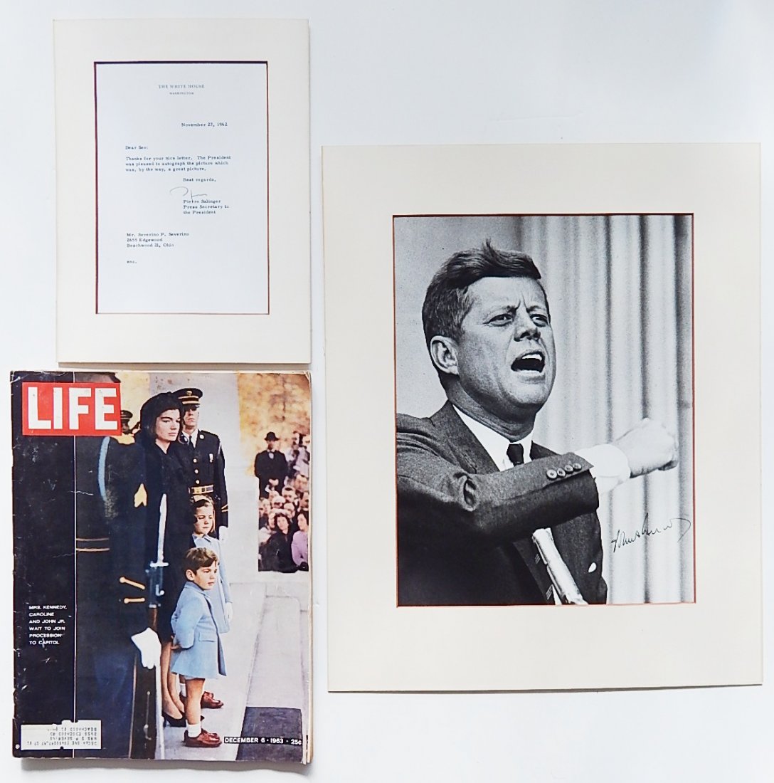 J. F. Kennedy Autographed Portrait And Letter