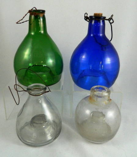 4 Antique Glass Fly Traps