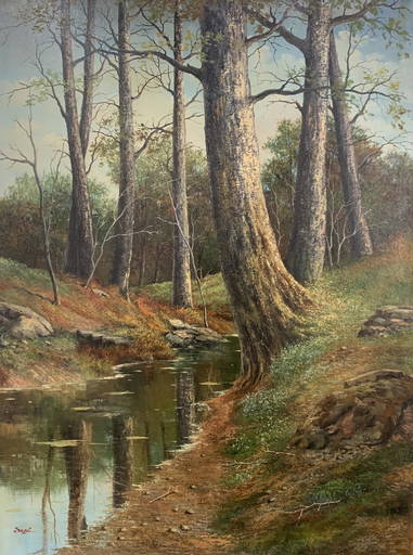 Bacci Jesus Villaflor 'forest Creek' Oil On Canvas Original