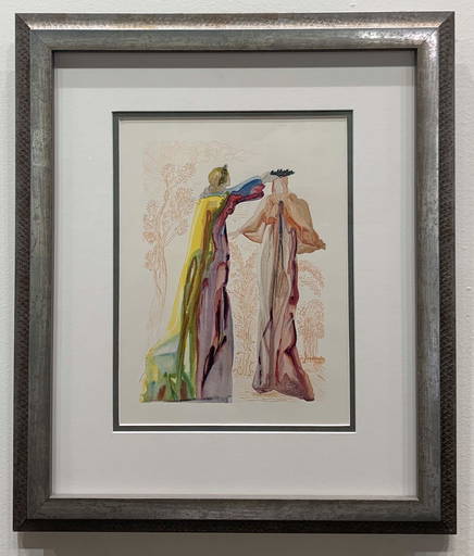 Salvador Dali 'virgil's Last Word' Woodblock Print In Color On Paper
