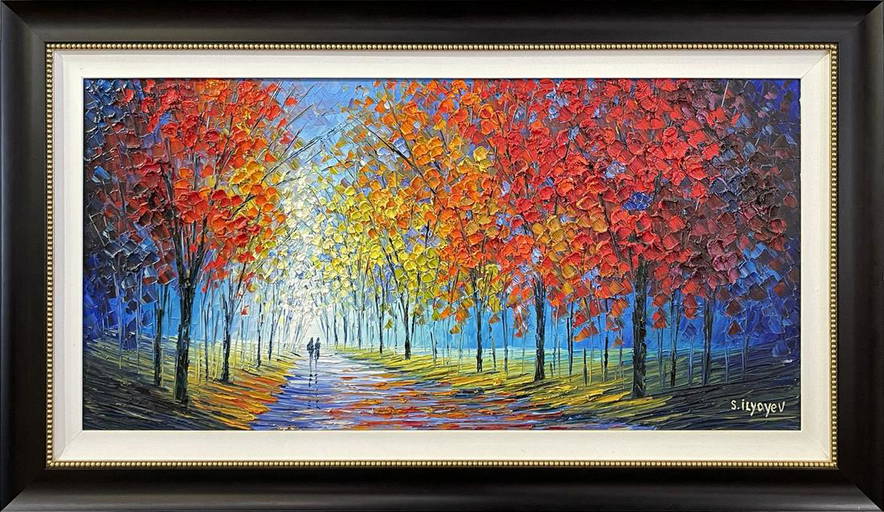 Slava Ilyayev ‘autumn Stroll’ Original Signed Painting – 72x42
