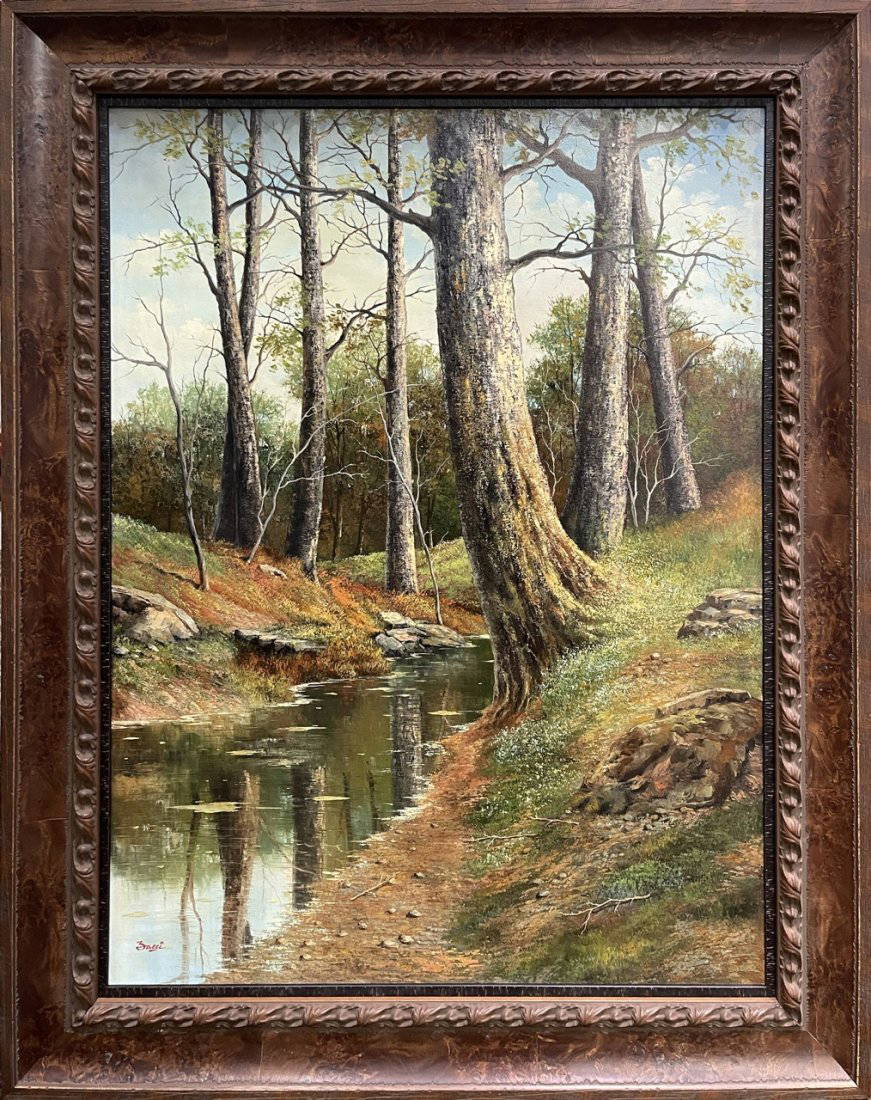 Bacci Jesus Villaflor ‘forest Creek’ Large Original Signed Painting ...