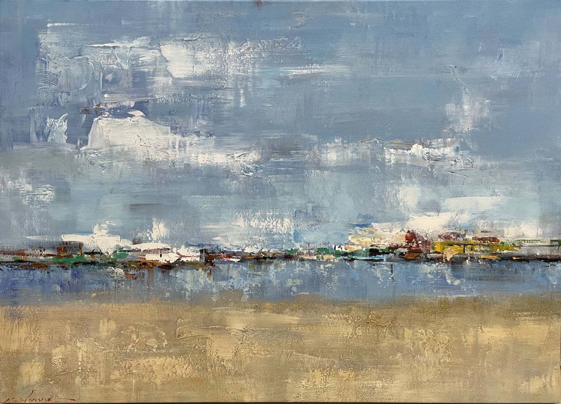 K. Shava ‘the Beach Iii’ Original Signed Painting – 37x27 Auction