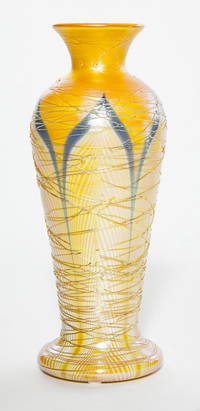 Durand shouldered vase, gold lustre body with pulled