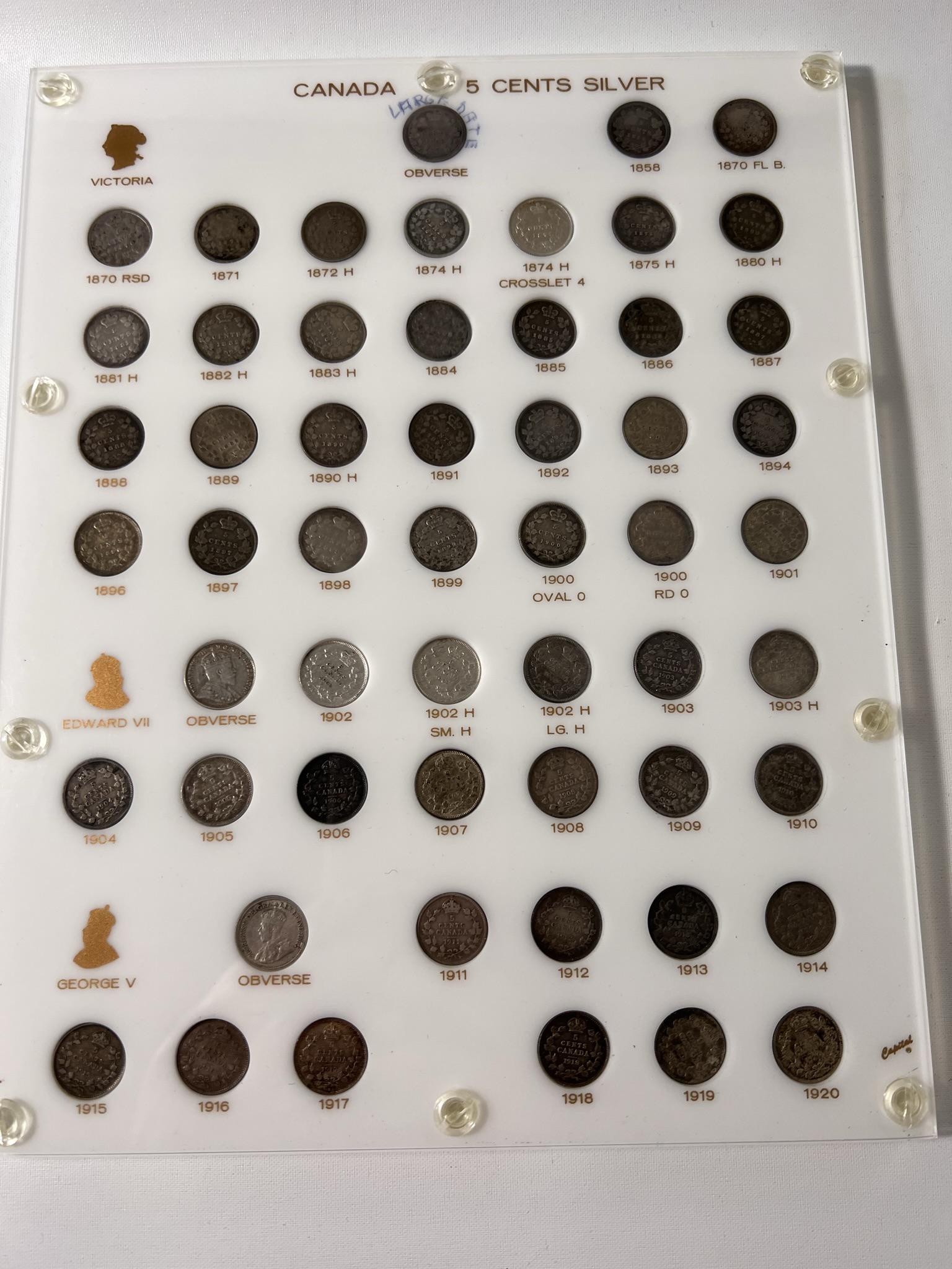 Collection Of Canadian 5 Cent Silver Coins Auction