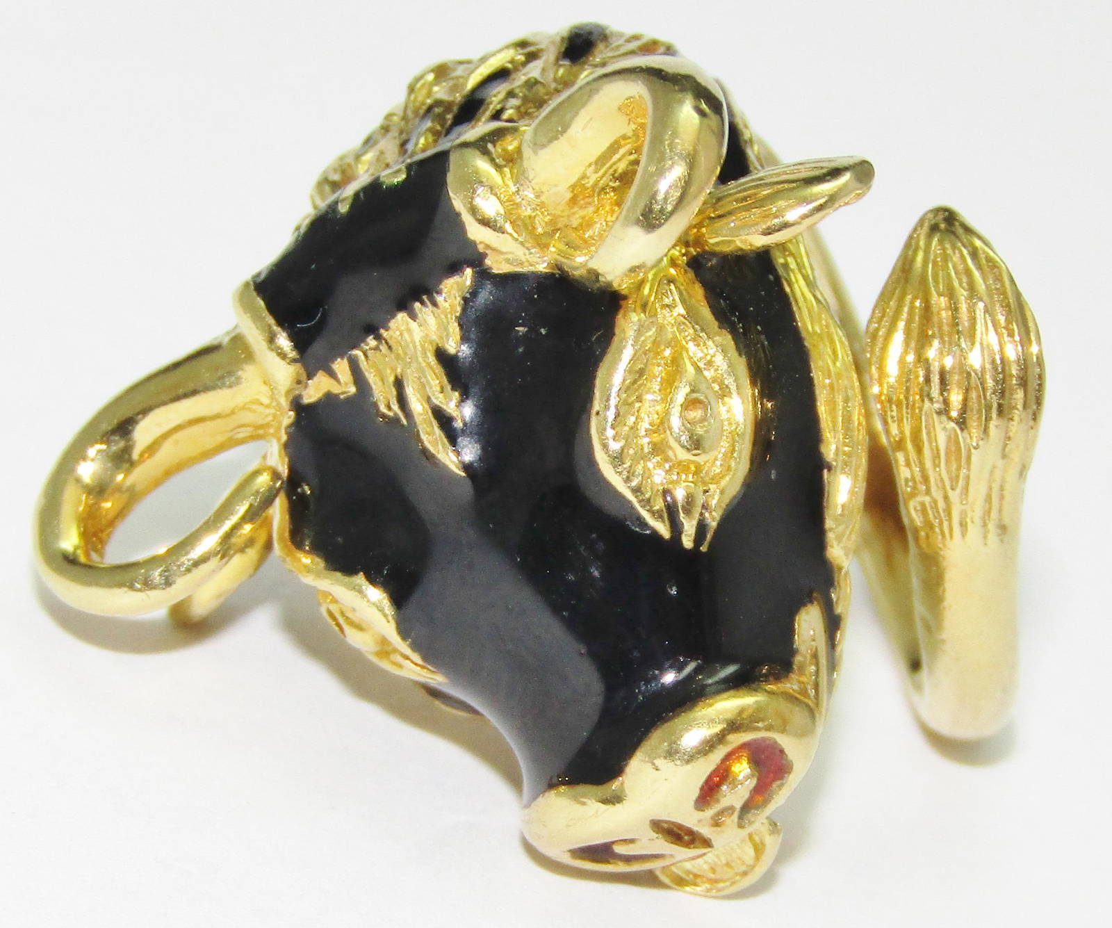 18kt Gold And Enamel Bull Head Ring Auction
