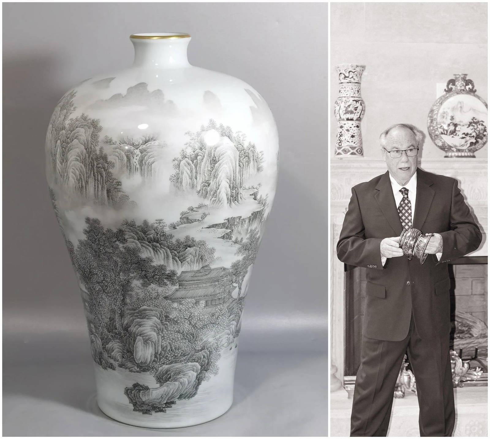 Chinese Black Color Porcelain Meiping Auction