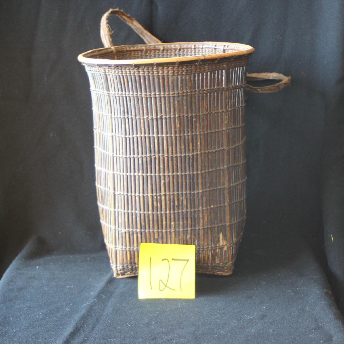Vintage Hand Woven Asian Bamboo Rattan Basket Backpack