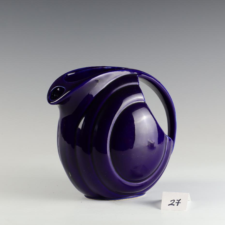 Vintage Cobalt Blue Stoneware Pitcher By Hall