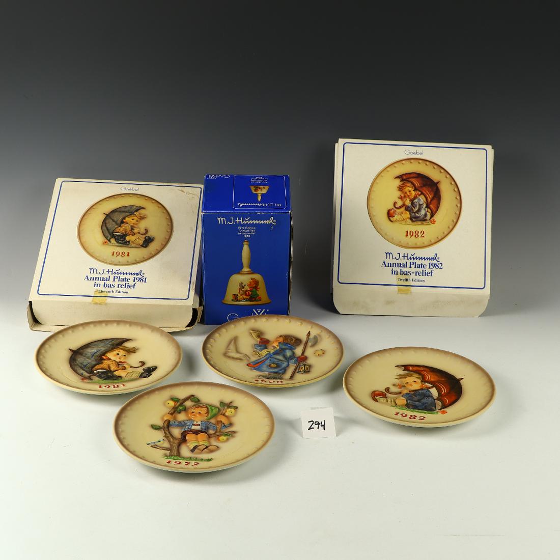 Four Hummel Plates And A Bell