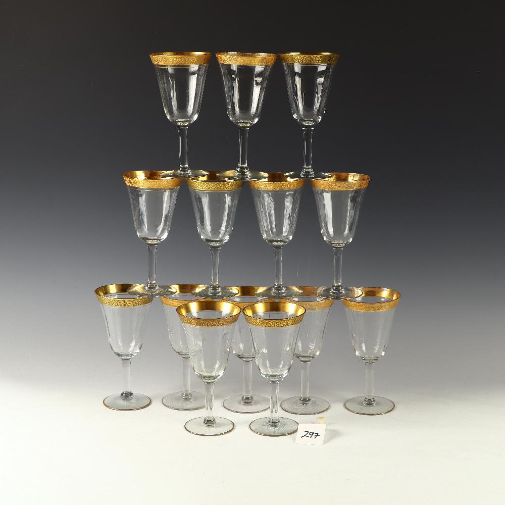 Vintage Gold Rim Wine Glasses 14 Pieces