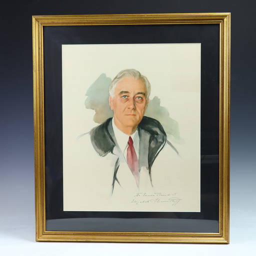Vintage Lithograph Portrait Print Of Franklin Roosevelt Signed And ...
