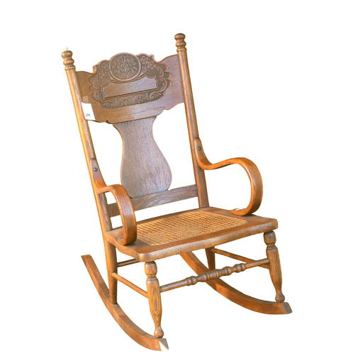 Antique Oak Child Rocker Caned Seat