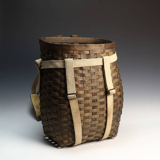 Vintage 1940s Fishing Backpack Weaved Basket