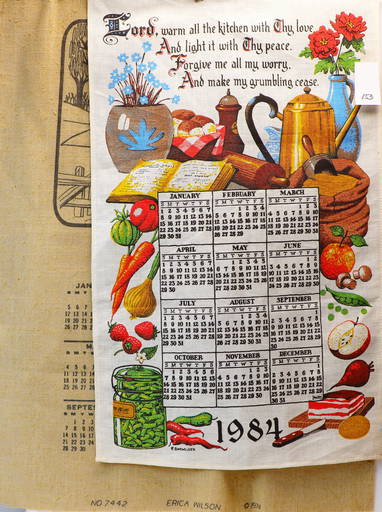 Two Vintage Cloth Folk Art Calendars