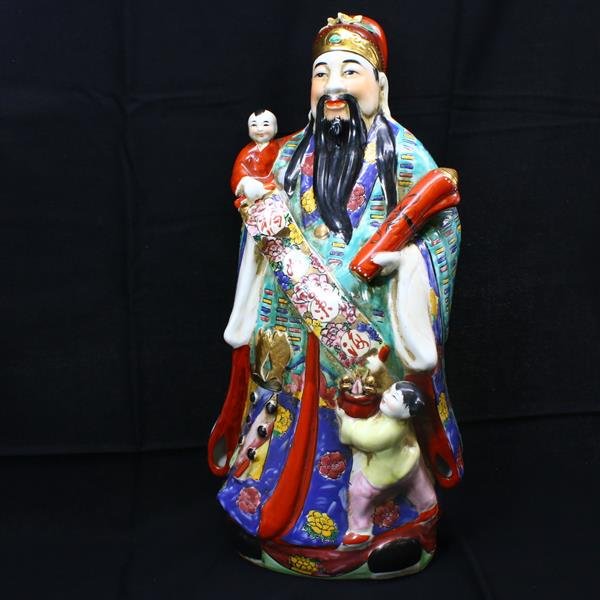 24 in. Chinese Immortal God Statue Fu Lu Shou Antique