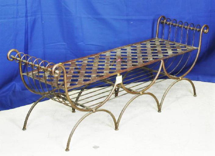 Wrought Iron Divan Garden Bench Settee Scrolling