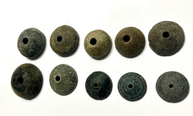 Lot Of 10ancient Roman Stone Spindle Whorls.