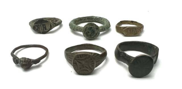 Lot Of 6 Roman Bronze Rings.