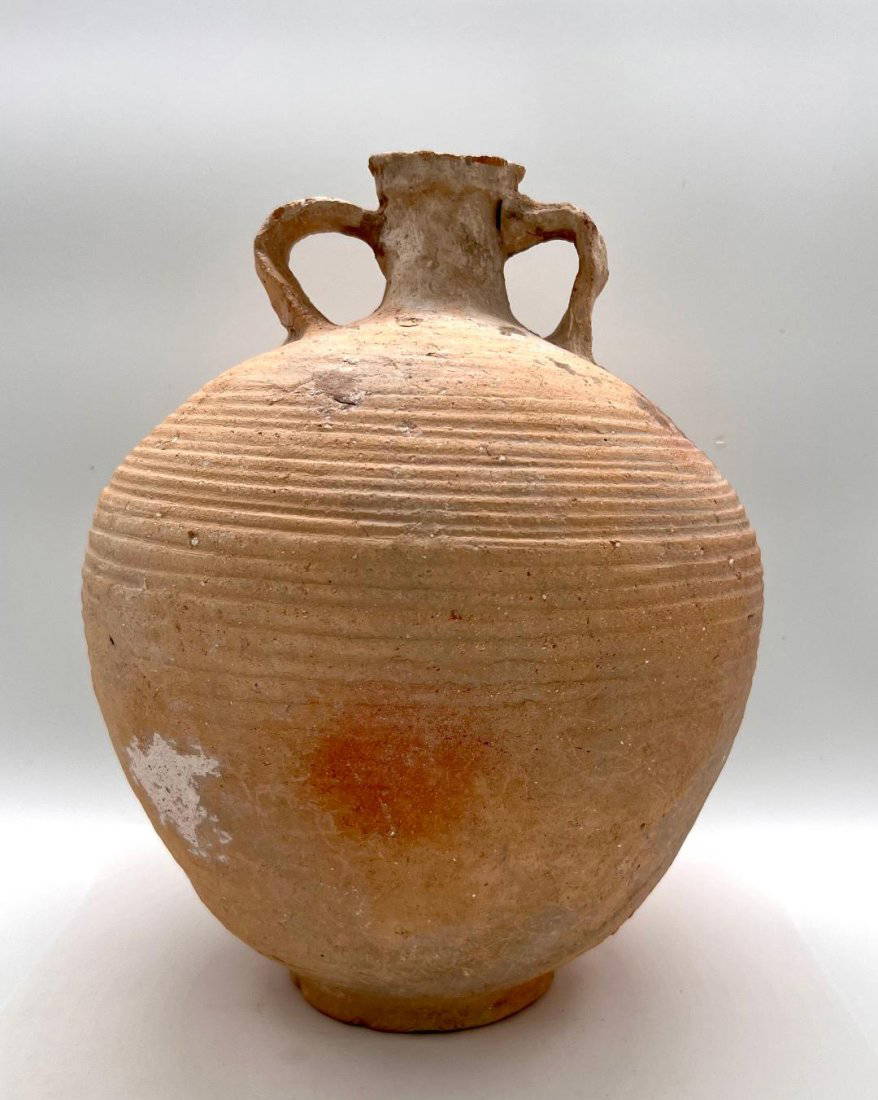 Large Holy Land Roman Twin Handled Pottery Jar Auction