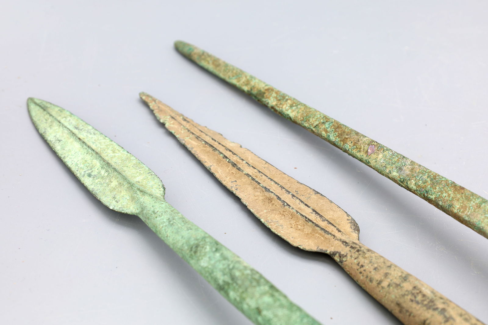 3 Ancient Luristan Bronze Socketed Spear Heads. Auction