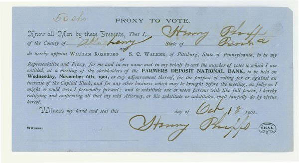Henry Phipps Signed Proxy