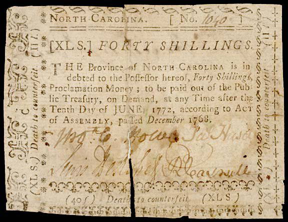 1768, North Carolina Colonial Note