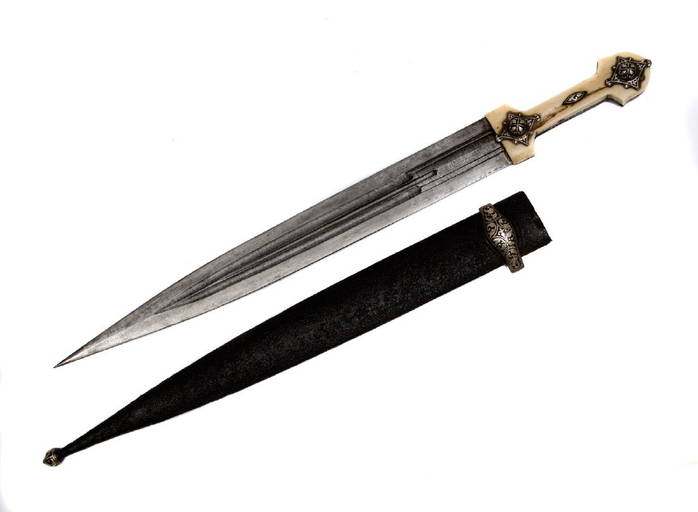 Caucasian Georgian Dagger With Silver Inlay, 19th C.