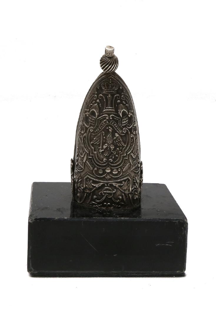 19 C SILVER PAPERWEIGHT PRUSSIAN GRENADIER MITRE HELMET