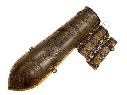 Persian Iron Arm Guard Bazu Band, Qjar 19th Century