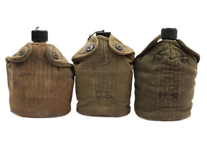 Three Original U.s. Wwii M1910 Canteen Flask