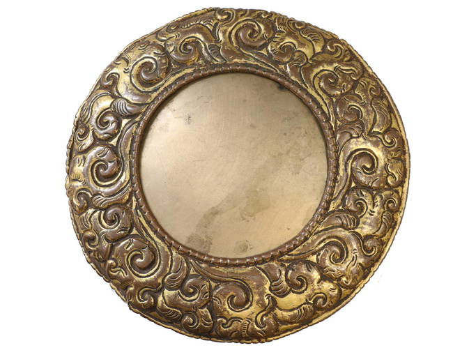 An Antique Tibaetan Gilt Bronze Divination Mirror