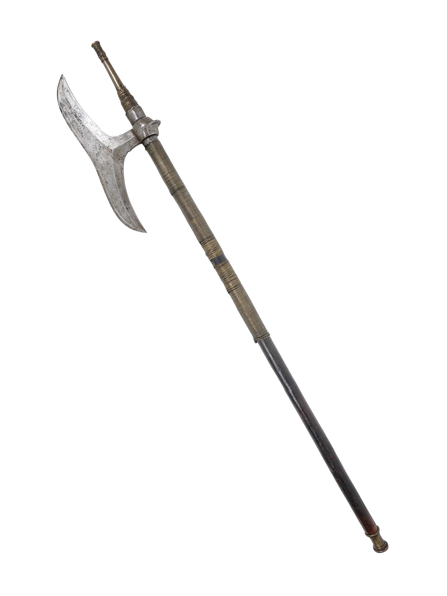 An Antique Indian Bullova War Axe With A Hidden Dagger