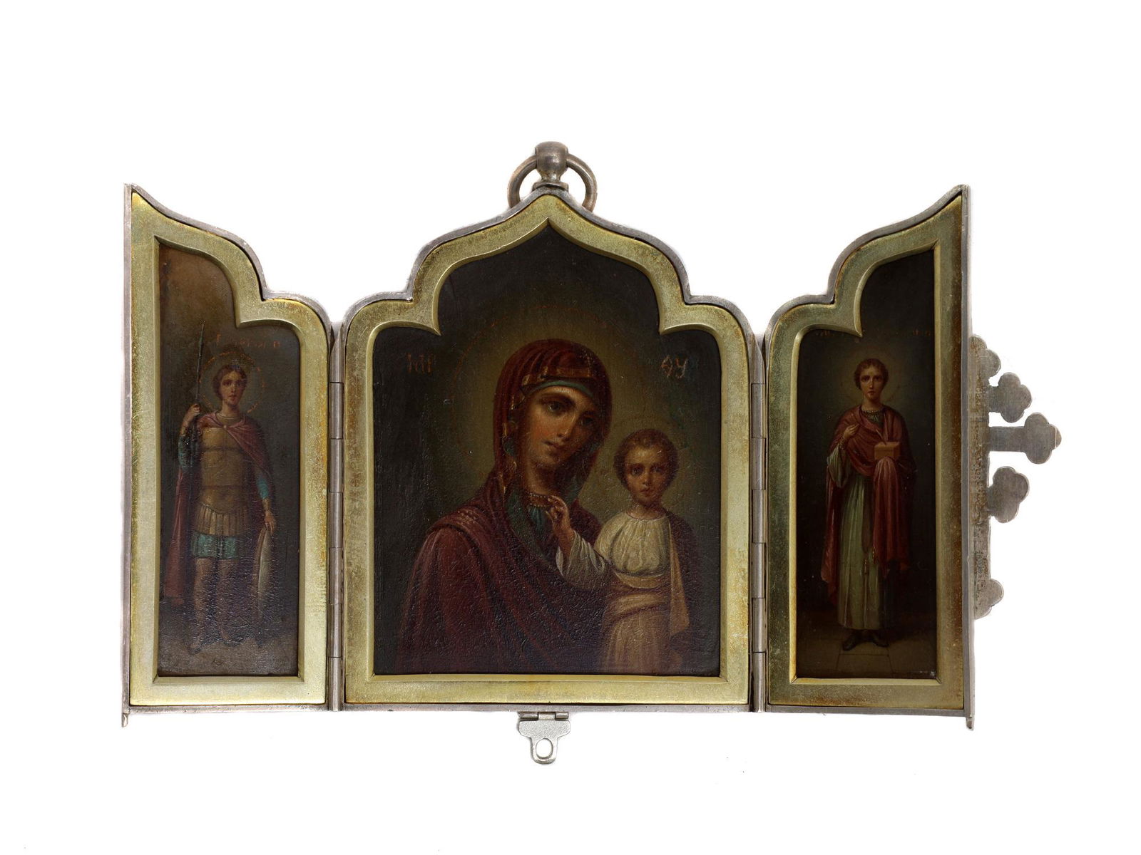A Russian Orthodox Silver Tryptich 19th C.