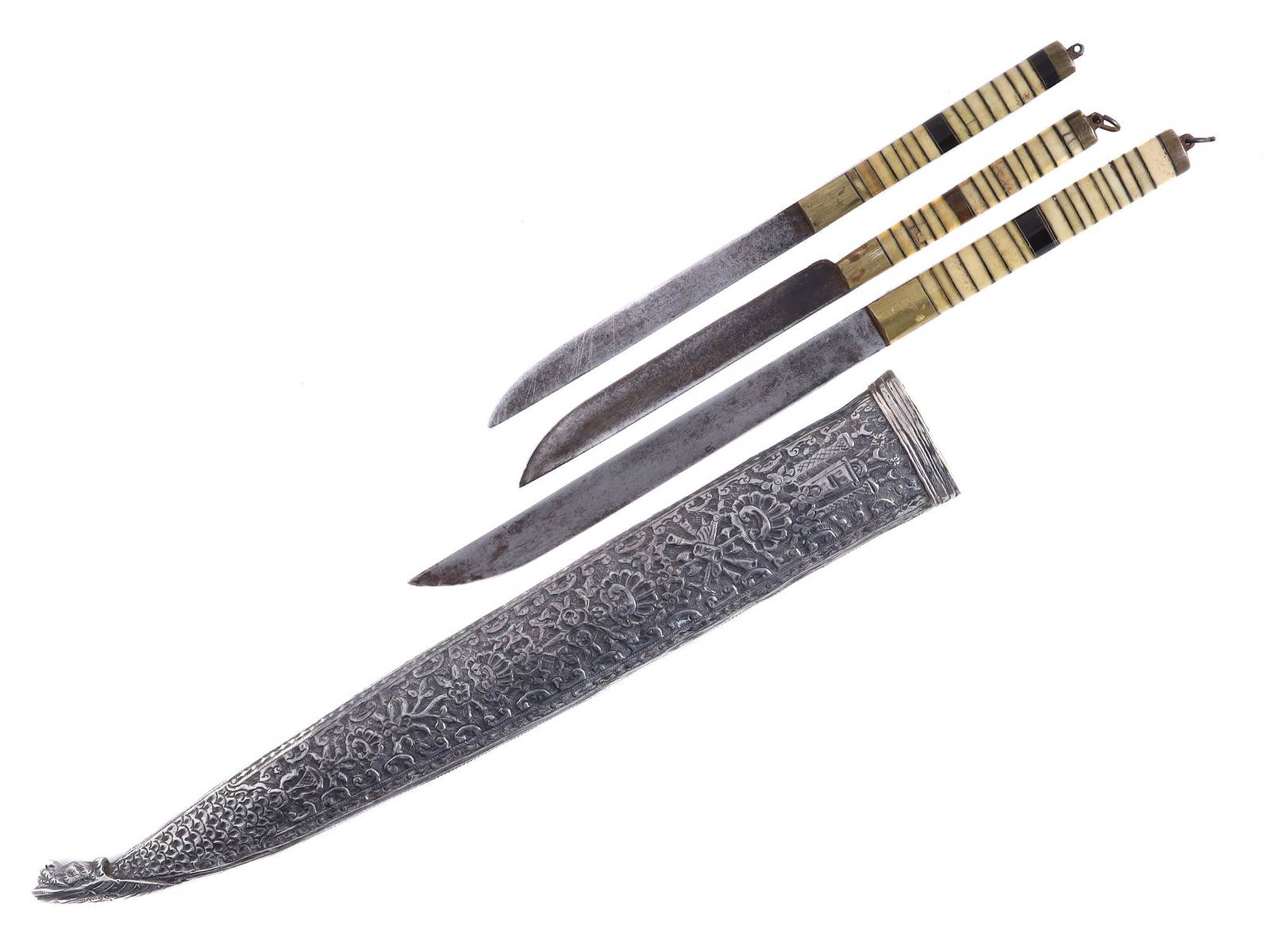 An Ottoman Turkish Knife Set Trousse Wiht Tughra Mark 19 C. Auction