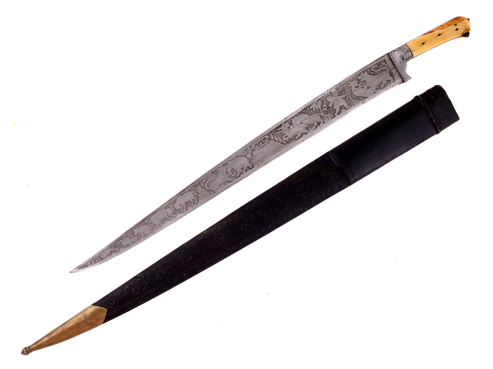 A Large Khyber Knife With Erched Blade, 19th Cen.