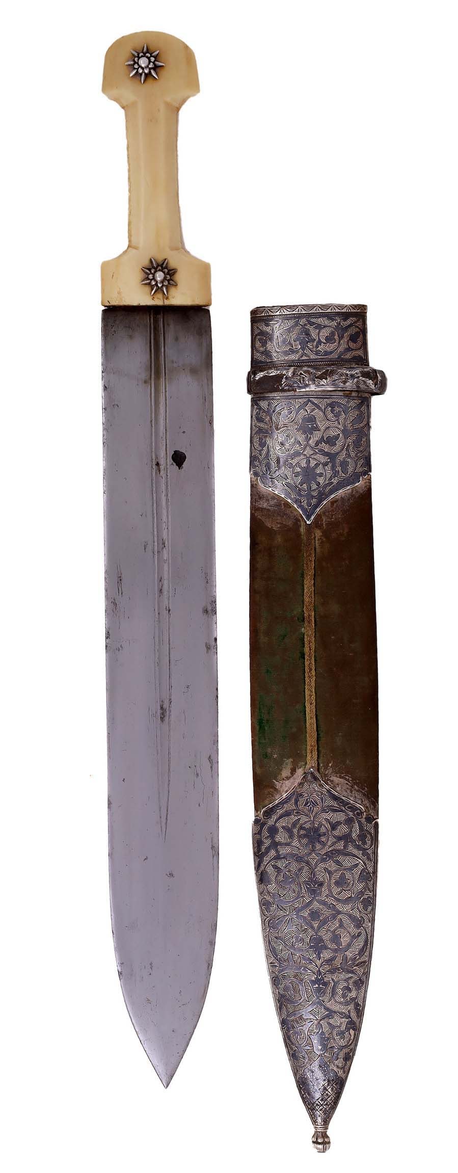 A Large Caucasian Silver-mounted Kinjal Dagger, 19th Cen. Auction