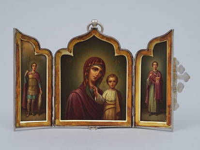 Antique 19th C. Russian Silver Reticulated Icon Auction