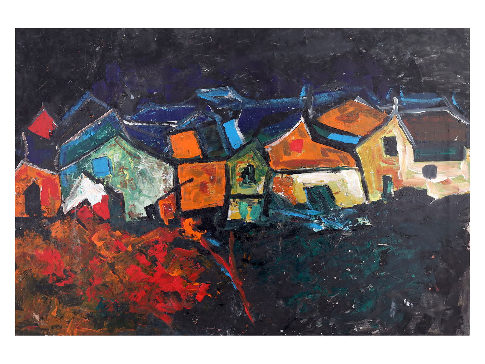 A Sayed Haider Raza Oil On Canvas Landscape Painting Auction