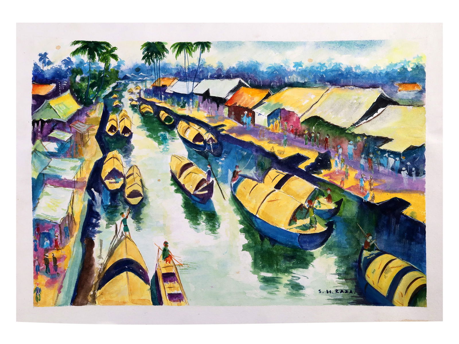 A Sayed Haider Raza (indian) Landscape Watercolor Painting Auction