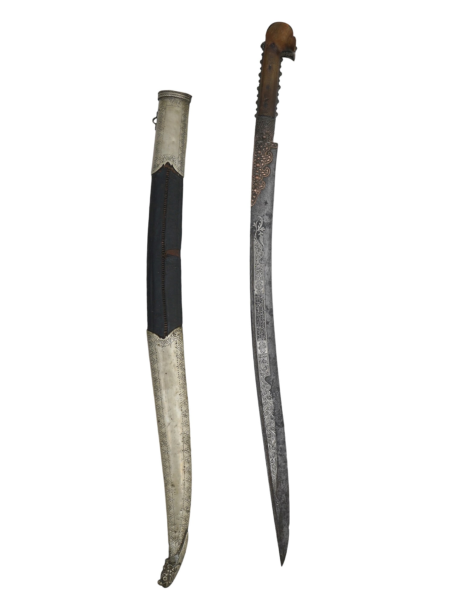 A Turkish Yataghan With Silver Inlay, 19th Cen. Auction