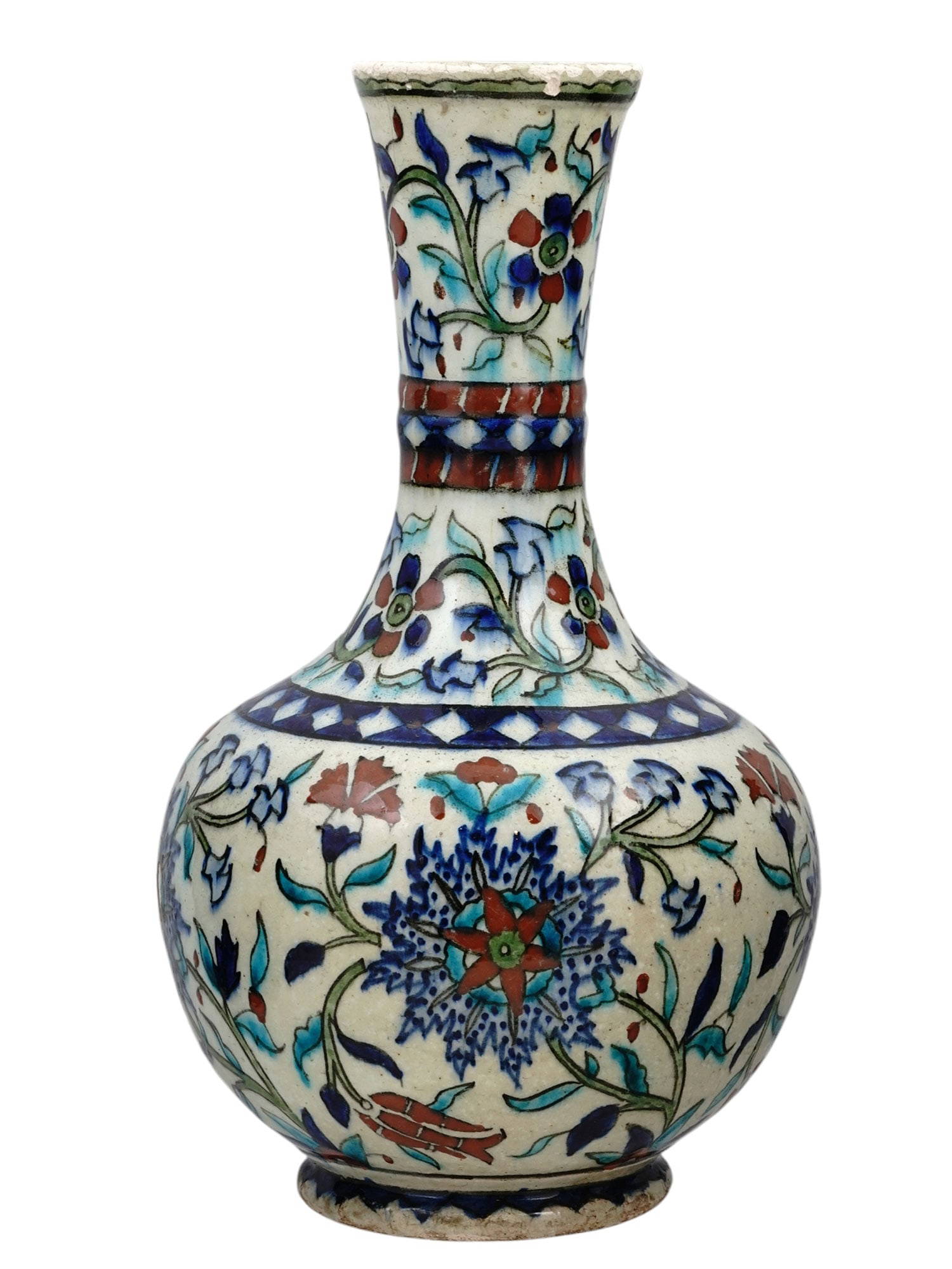 A Turkish Pear-shaped Kutahya Pottery Vase, 18/19 Cc. Auction