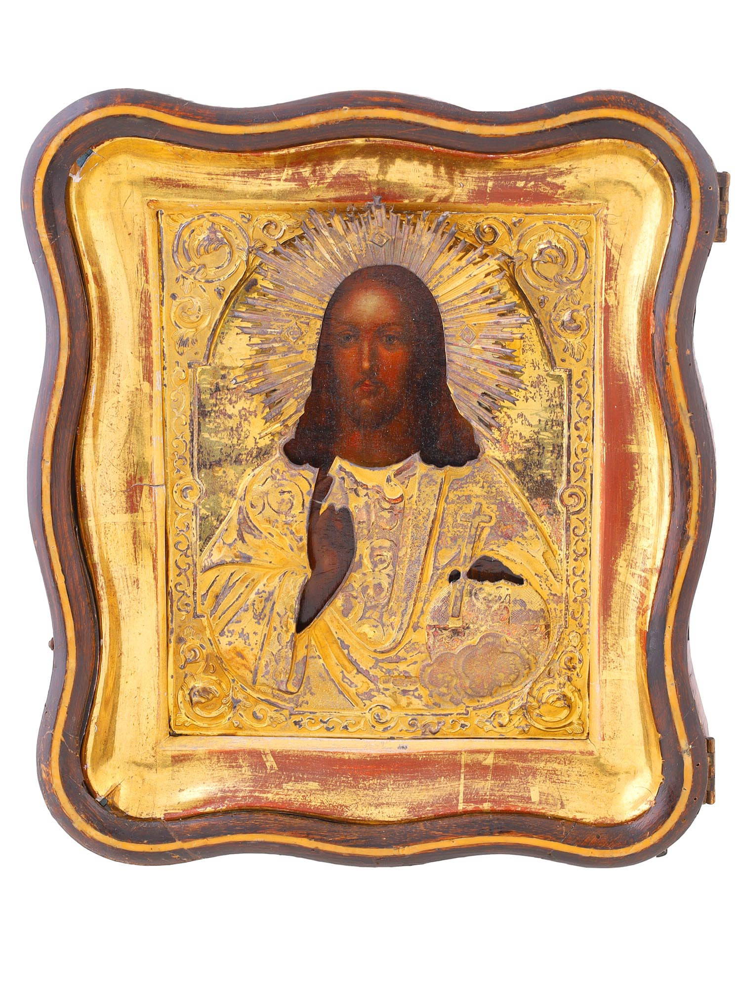 Russian Icon Of Christ, Silver-gilt Riza, 1864 Auction