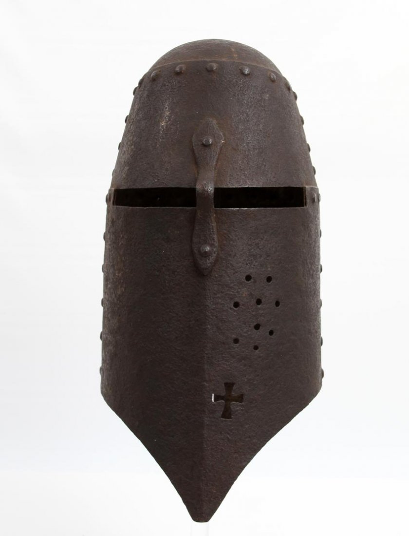 RARE 15TH C. STYLE GERMAN GREAT HELM HELMET