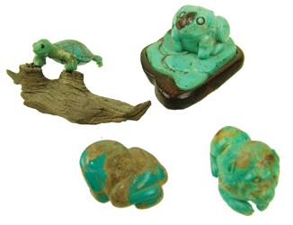4 Carved Turquoise Figures