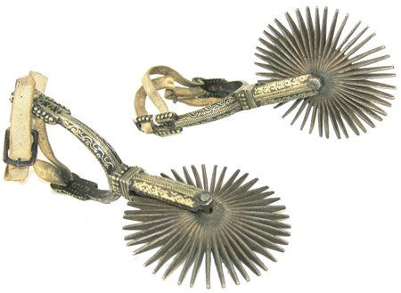 Pair Silver Engraved Spurs By John Wilson