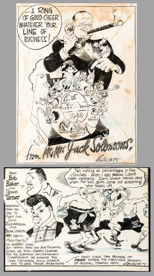 Two Roy Ullyett original cartoons featuring the rival